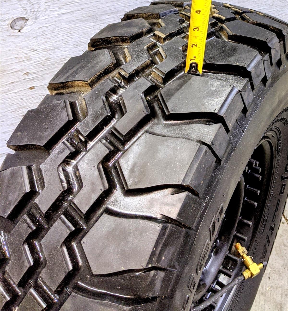 BF Goodrich Baja T/A 37X12.50R16.5LT Tire Mounted on 24 Bolt Rim with CTIS - 100% Tread HMMWV